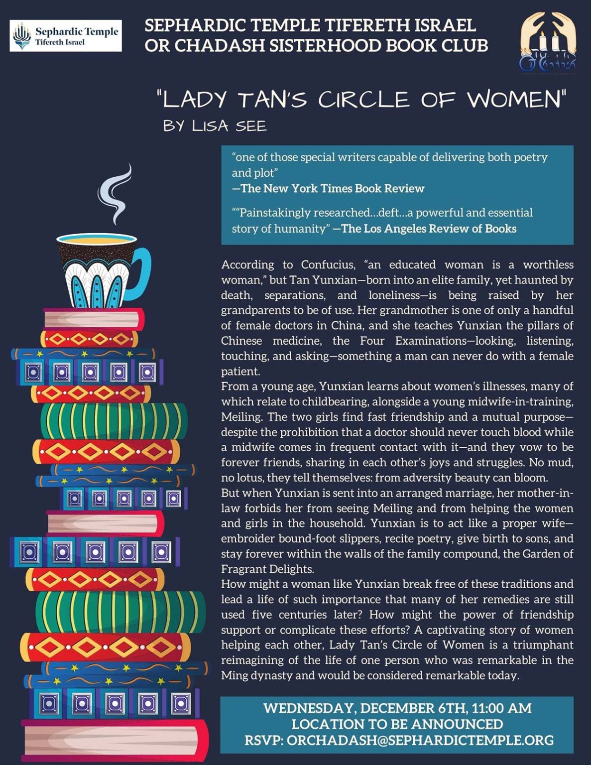 Or Chadash Sisterhood Book Club: “Lady Tan’s Circle of Women ...